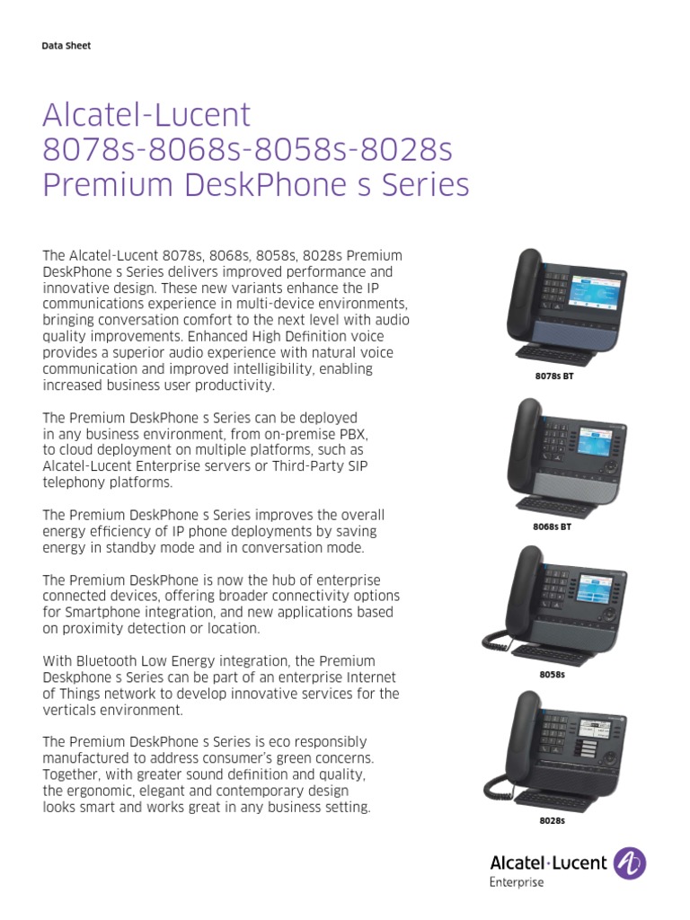 8078s 8068s 8058s 8028s Premium Deskphone S Series Datasheet en | PDF ...