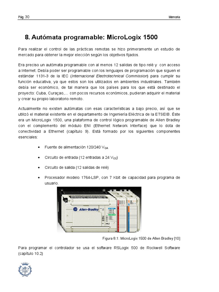Autómata Programable MicroLogix 1500 PDF | PDF | Controlador lógico ...