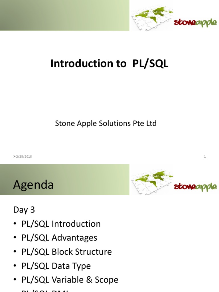 Introduction To PL/SQL: Stone Apple Solutions Pte LTD | PDF | Pl/Sql | Control Flow
