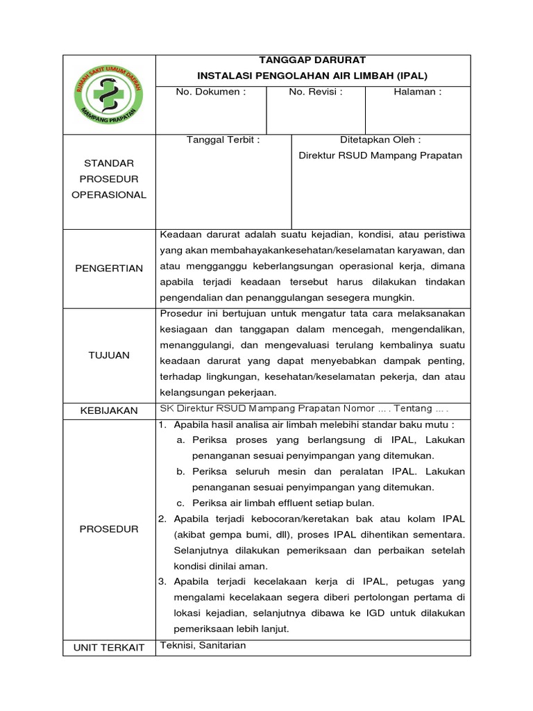 Tanggap Darurat Ipal | PDF