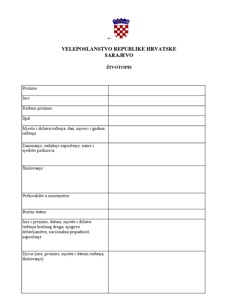 Obrazac-Zivotopis 2015 | PDF
