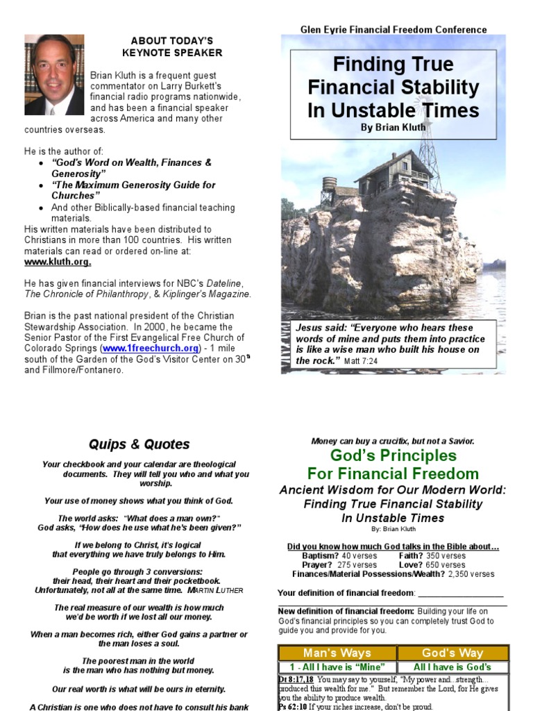 Finding True Financial Stability in Unstable Times: About Today'S ...