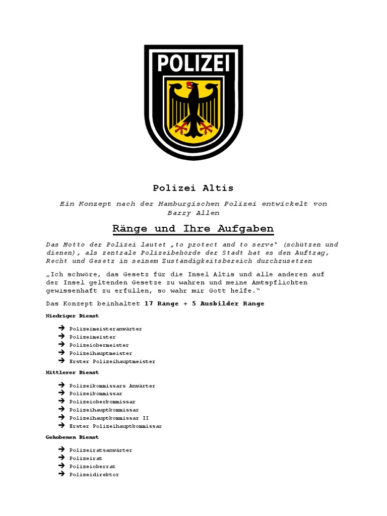 Polizei Nach Der Deutschen Polizei | PDF