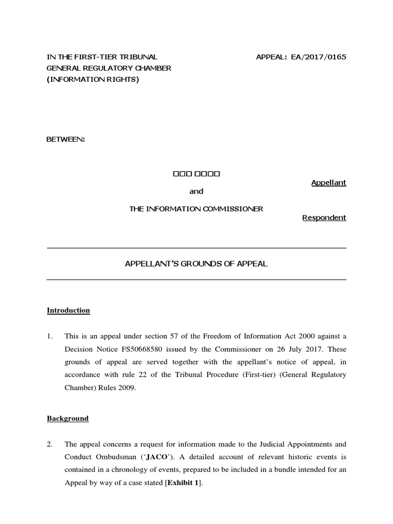 Grounds of Appeal - Redact | PDF | Tribunal | Burden Of Proof (Law)