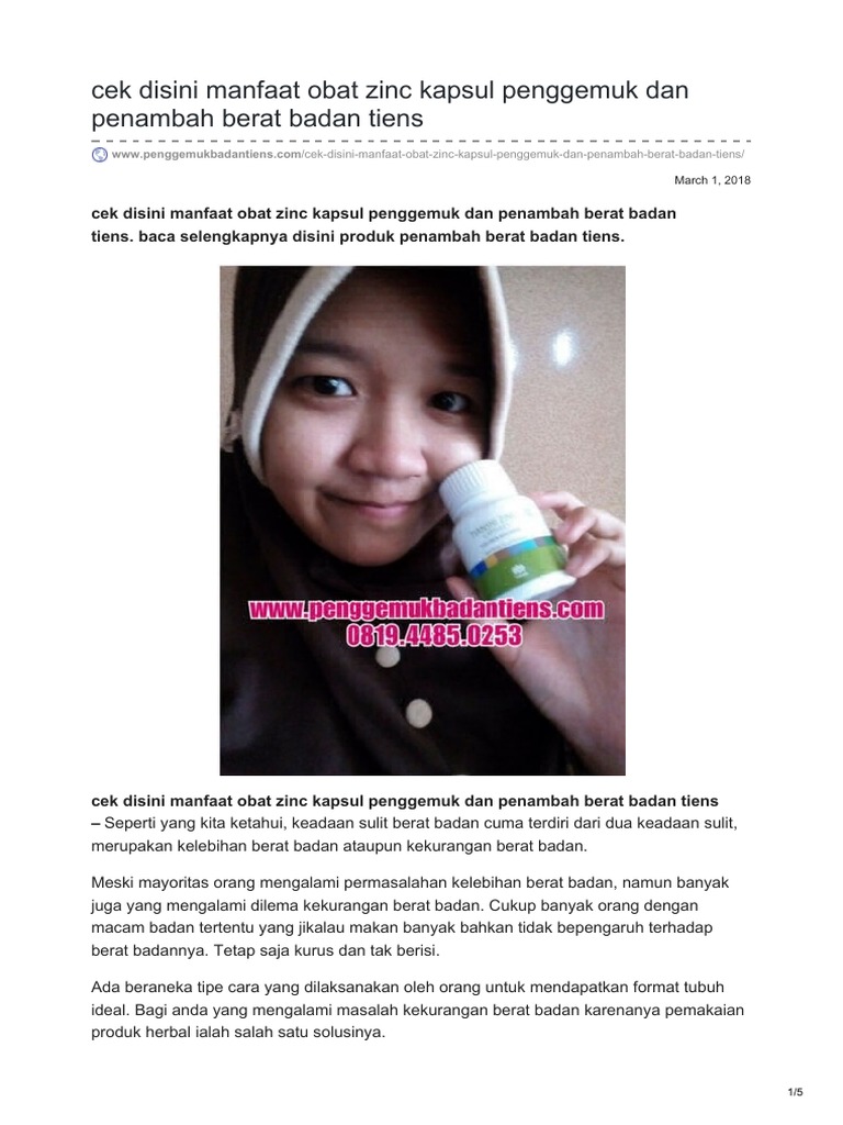 Fungsi Produk Obat Zinc Kapsul Penggemuk Dan Penambah Berat Badan Tiens ...