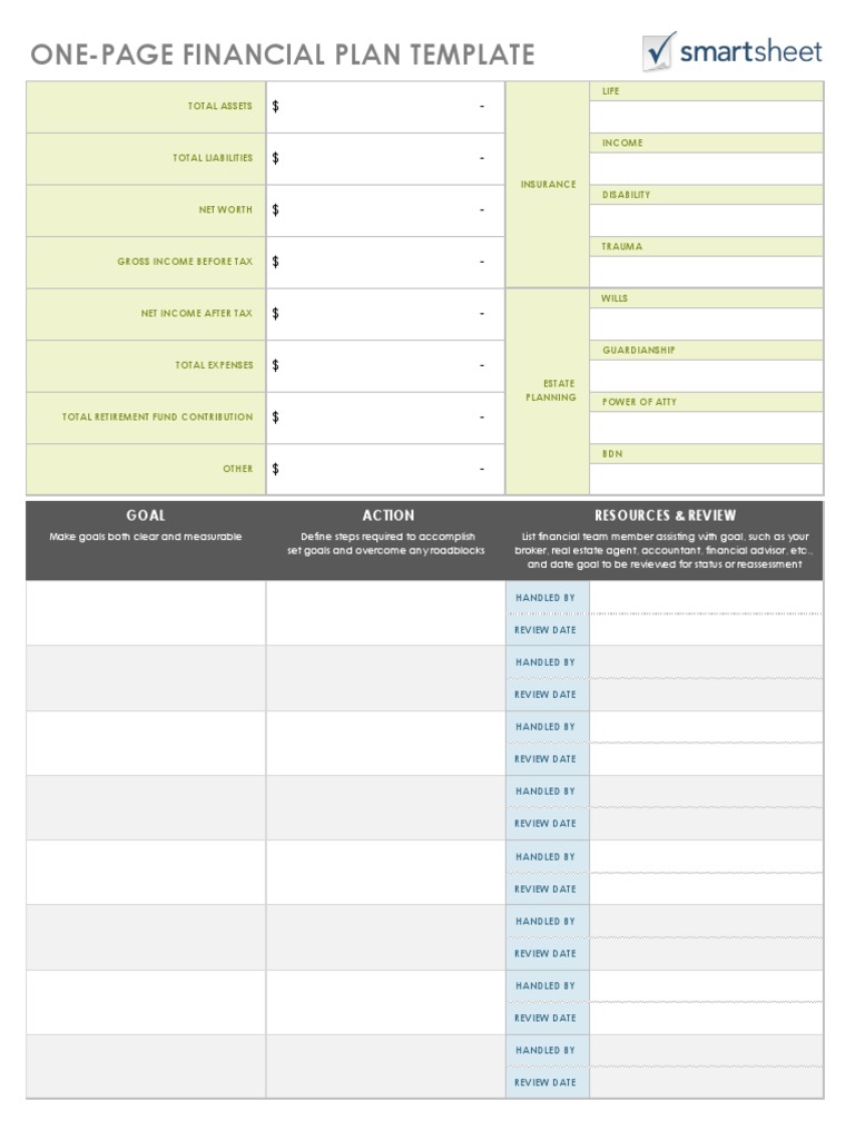 IC One Page Financial Plan Template PDF | PDF | Economies | Finance ...