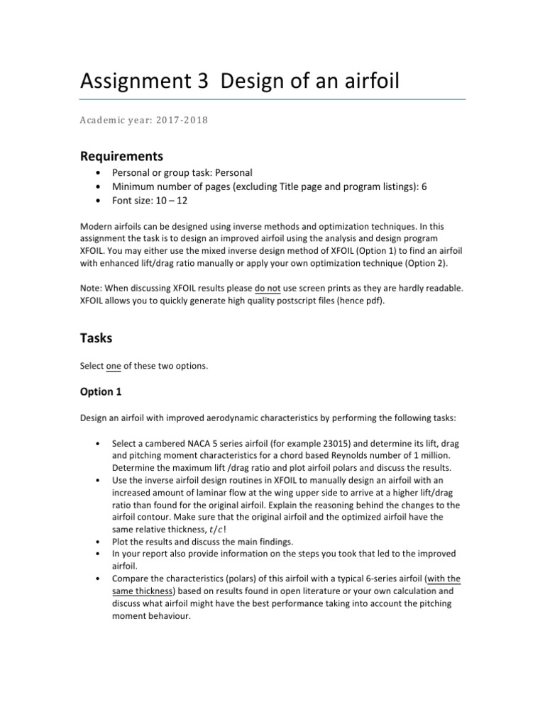 Airfoil Design Assignment Using XFOIL | PDF | Airfoil | Continuum Mechanics