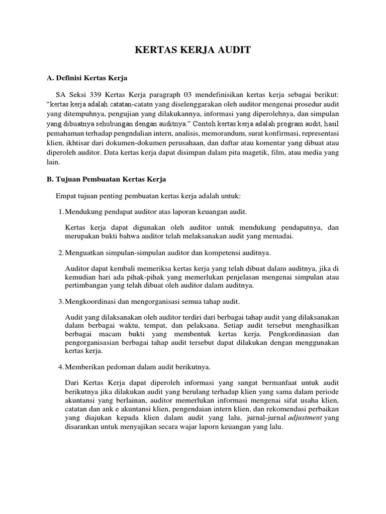 Kertas Kerja Audit | PDF