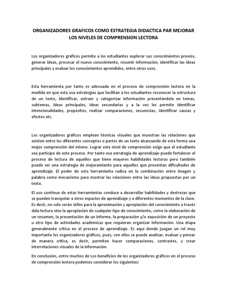 Organizadores Graficos Como Estrategia Didactica Par Mejorar Los ...