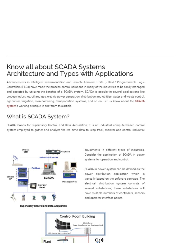 SCADA System Architecture, Types and Applications | PDF | Scada ...