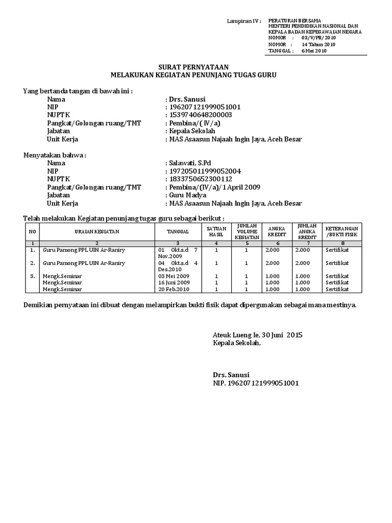 Surat Pernyataan Up | PDF