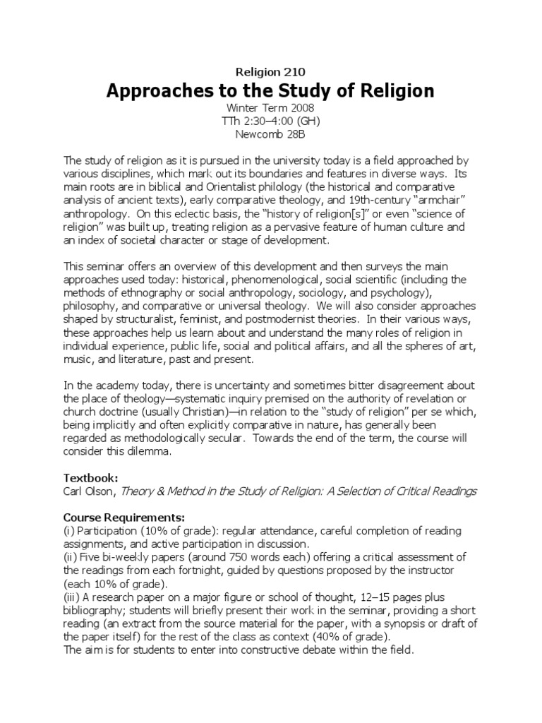 Approach To Religious Studies - Curriculum | PDF | Religious Studies | Anthropology