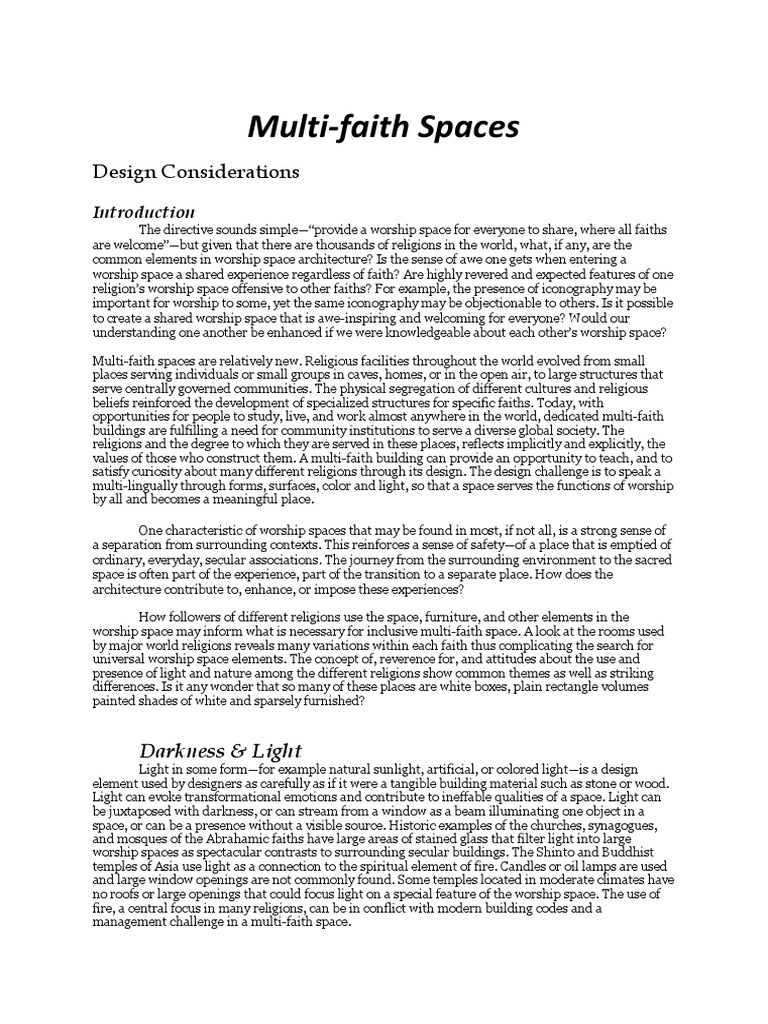 Designing Inclusive Sacred Spaces: Considerations for Developing a ...
