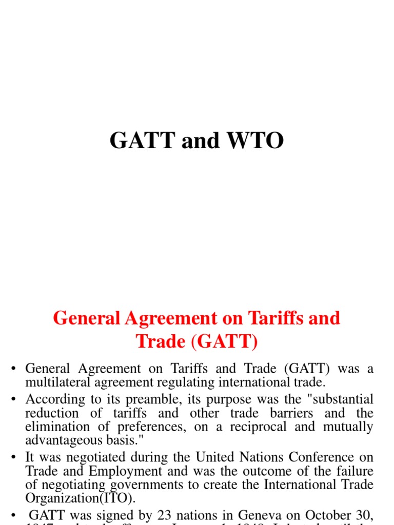5-Gatt, Wto | PDF | World Trade Organization | General Agreement On ...