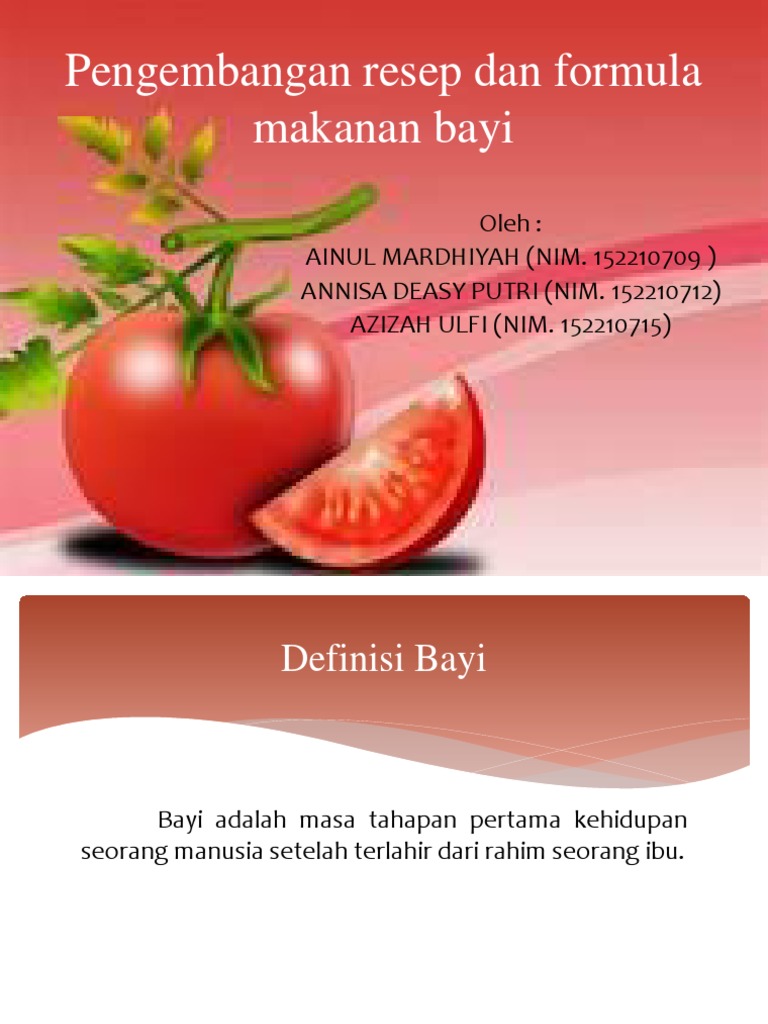 Pengembangan Resep Dan Formula Makanan Bayi | PDF