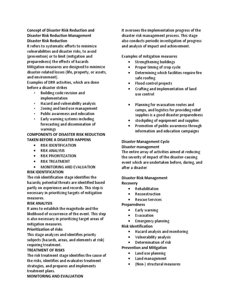 Comprehensive Overview of Disaster Risk Reduction Concepts, Strategies ...