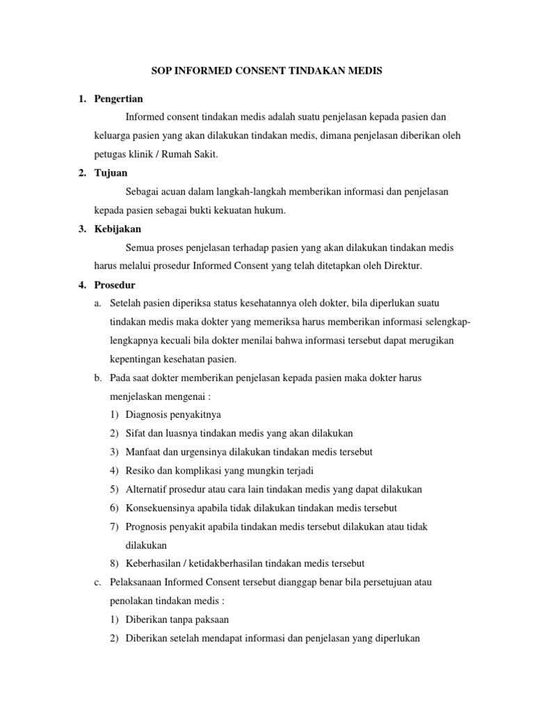 SOP Informed Consent Tindakan Medis | PDF | Pengembangan Diri ...