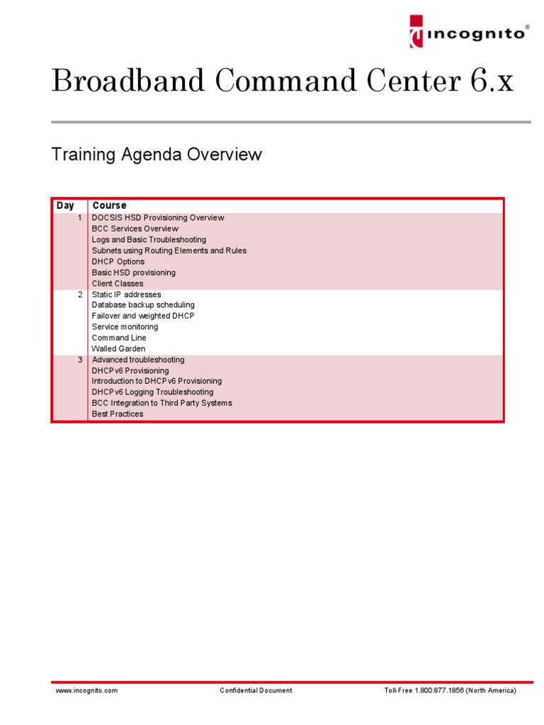 BCC 6.x Training Agenda Overview | PDF | Telecommunications | Internet ...