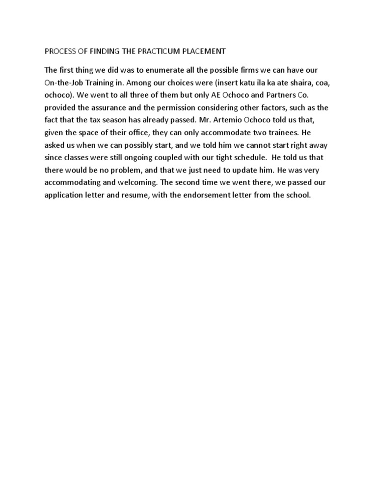 Process of Finding The Practicum Placement | PDF | Career & Growth