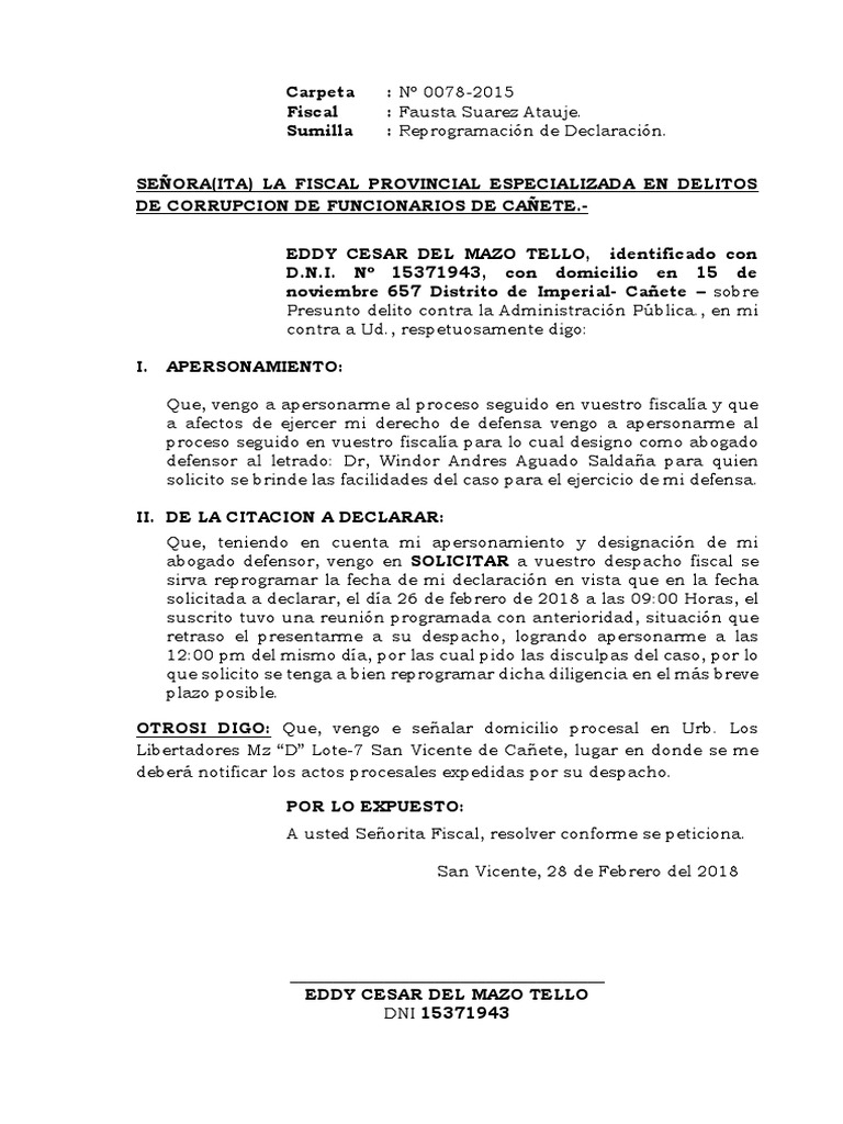 Reprogramacion de Declaracion 2018 | PDF