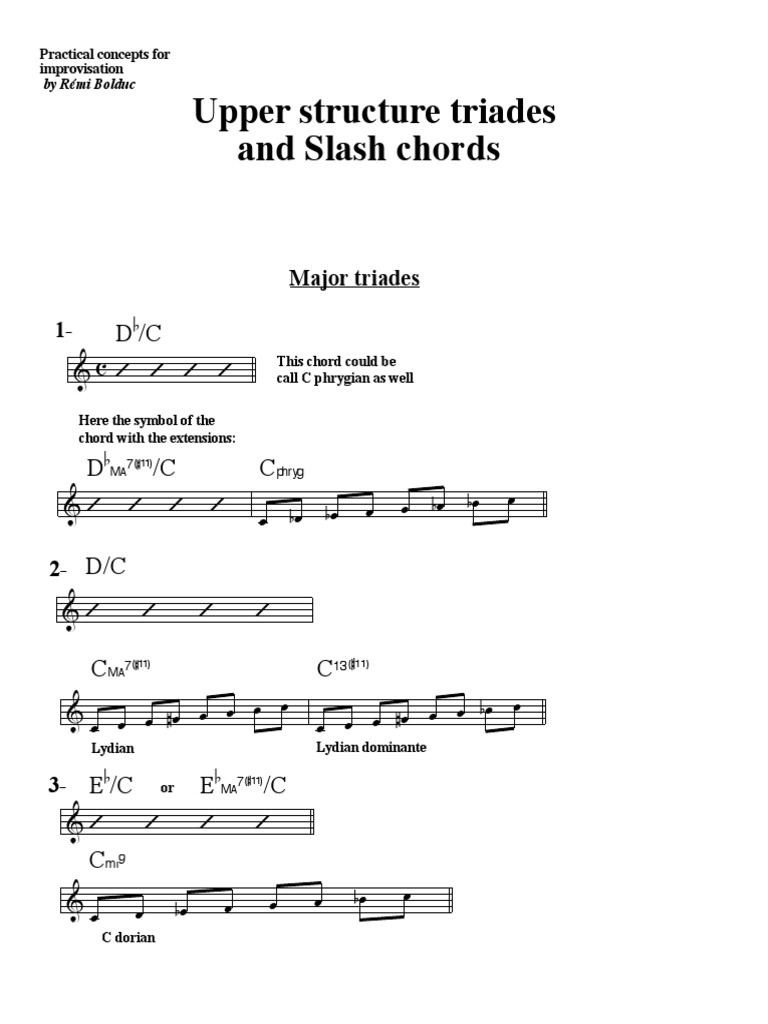 Upper Structure Triades and Slash Chords | PDF | Mode (Music) | Music ...
