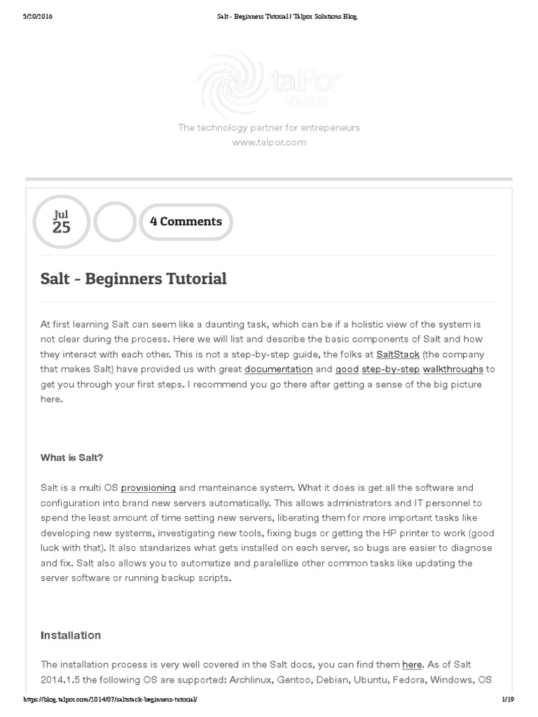 Salt - Beginners Tutorial - Talpor Solutions Blog | PDF | Postgre Sql ...