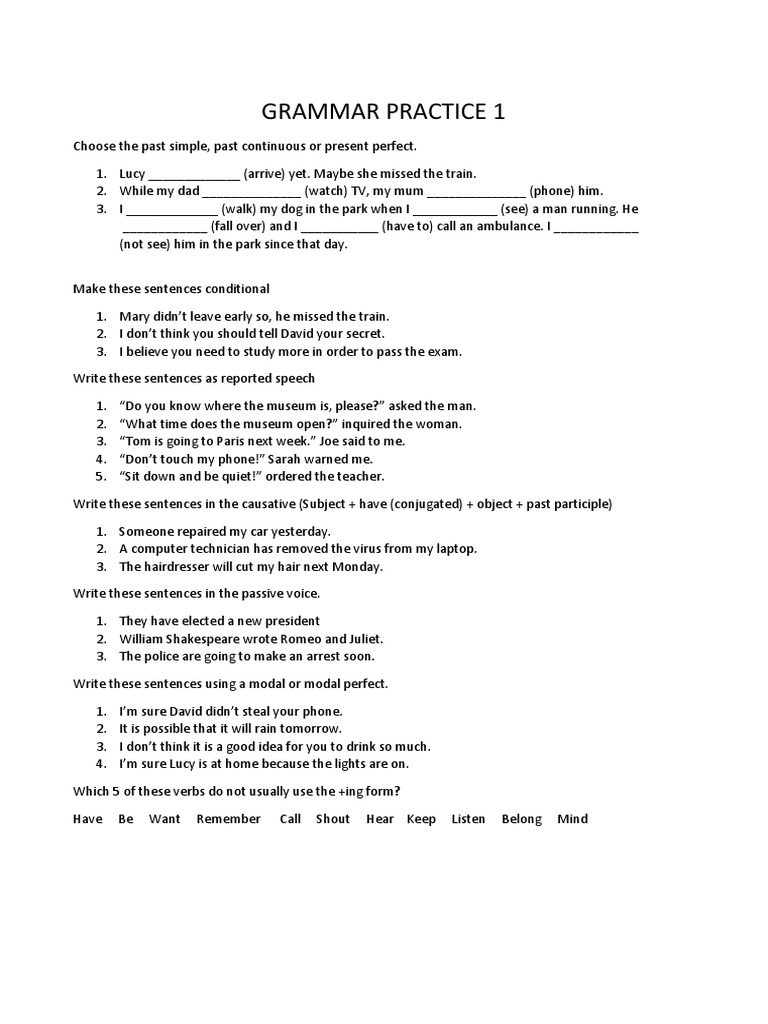 Grammar Practice 1 | PDF
