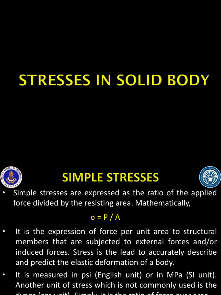 Lec 1 Stresses in Solid Body | PDF | Rivet | Stress (Mechanics)