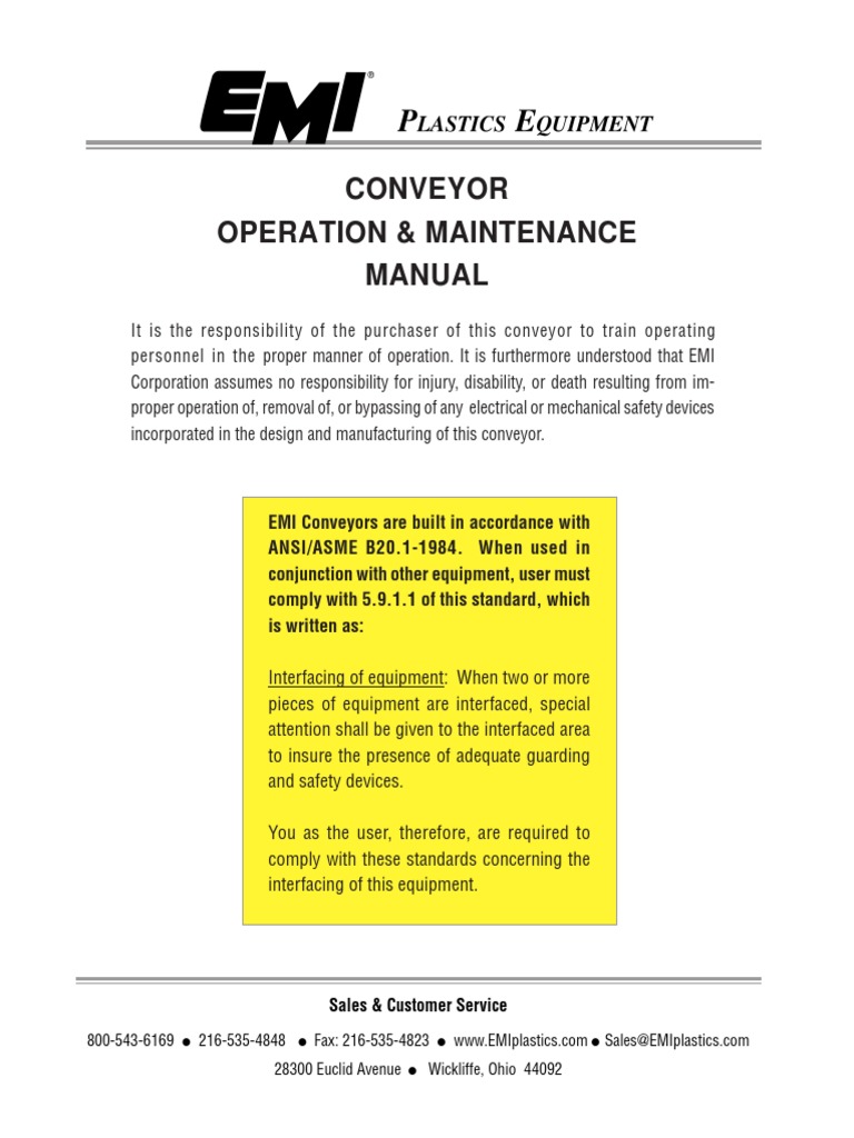 Conveyor Operation Maintenance Manual | PDF | Belt (Mechanical) | Switch