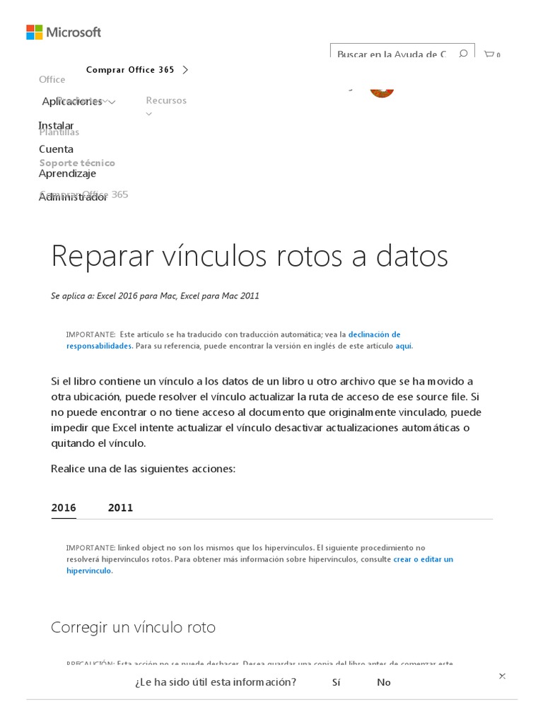 Reparar Vínculos Rotos a Datos - Excel for Mac | PDF | Microsoft | Microsoft Excel