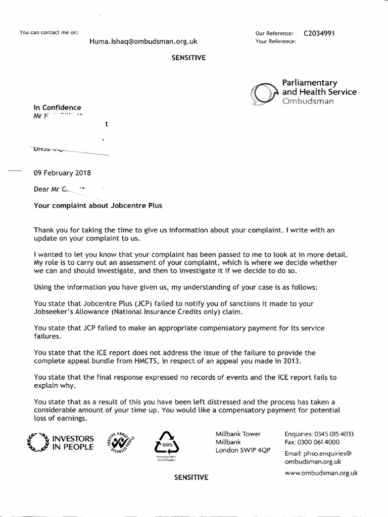 PHSO Update and Outcome 26 Feb 18 | PDF | Pension | Complaint