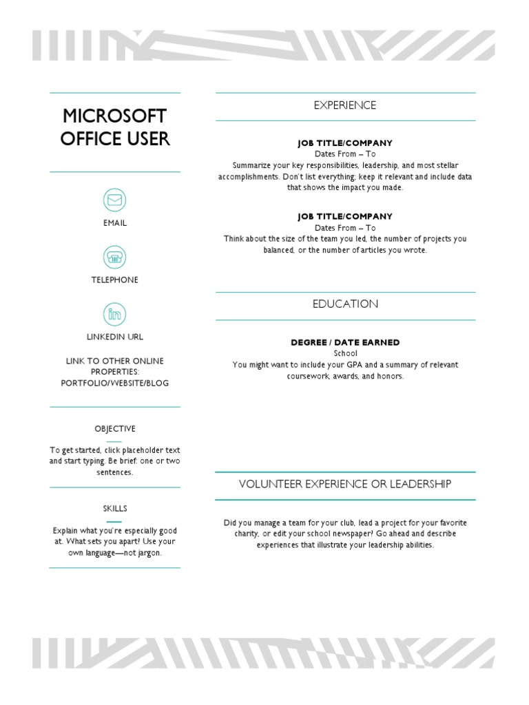Microsoft Office User Resume Template | PDF | Career & Growth