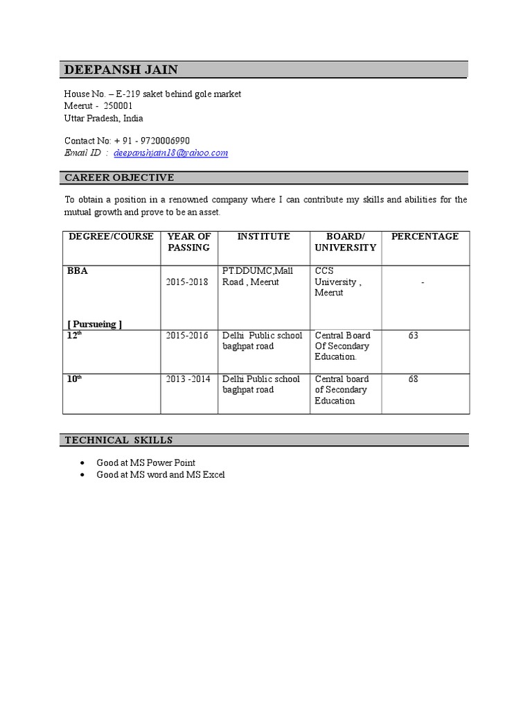 Deepansh Jain's Resume Overview | PDF