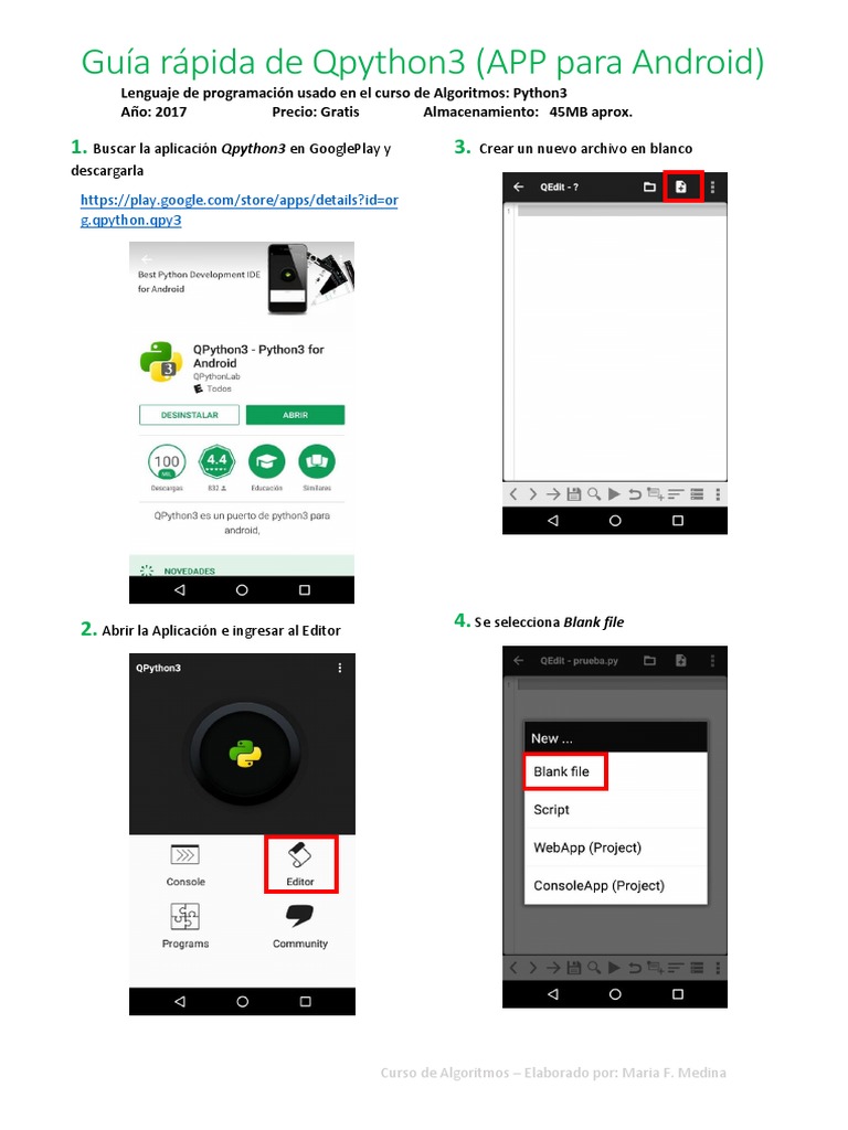 Guía Rápida de Qpython3 APP para Android | PDF | Computadoras
