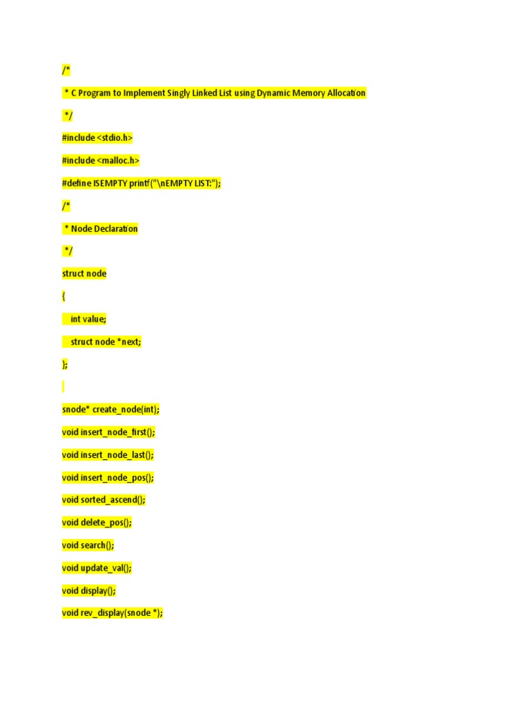 C Program Linked List Operations | Download Free PDF | Software ...