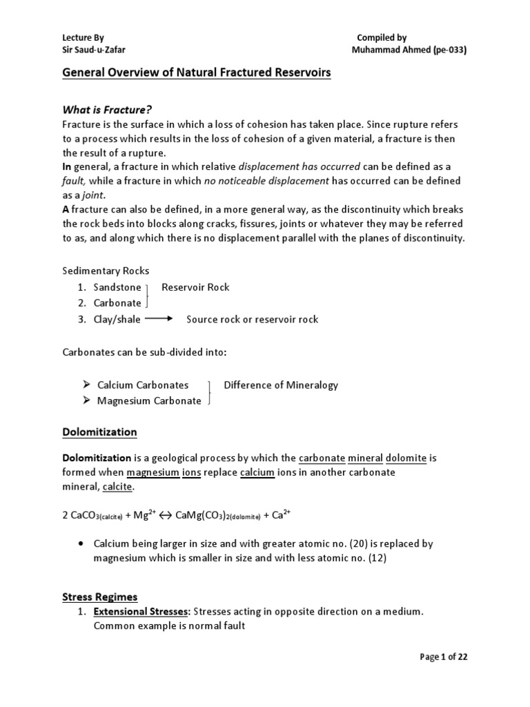 Naturally Fractured Reservoirs | PDF | Petroleum Reservoir ...