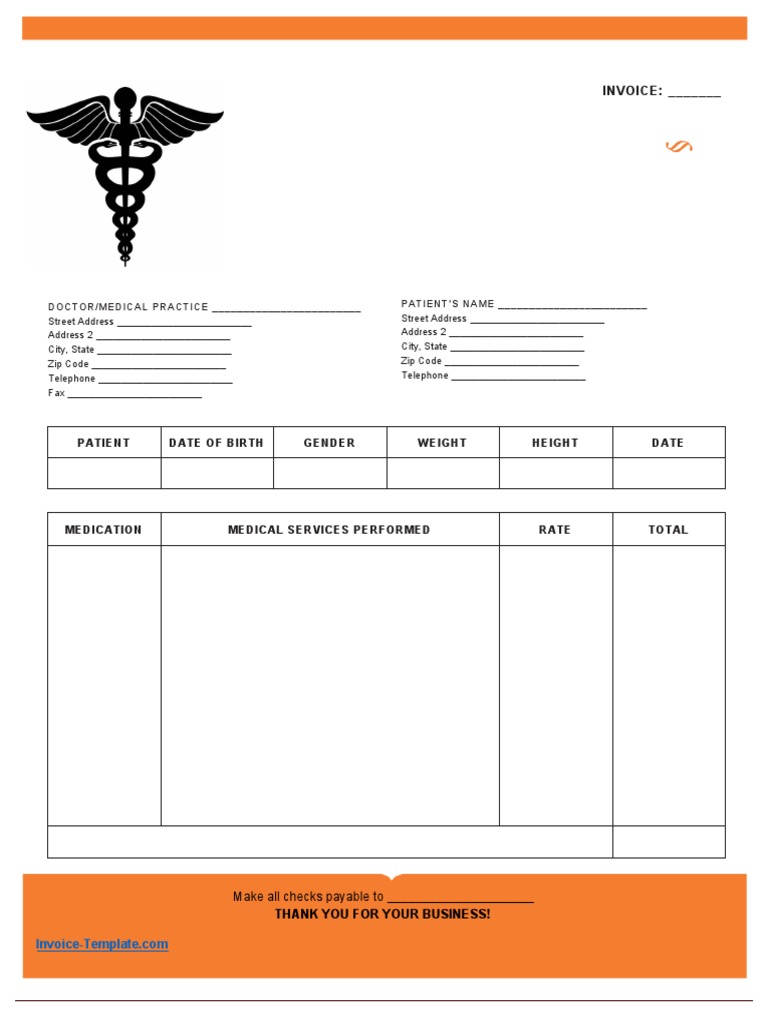 Medical Bill Invoice Template | PDF
