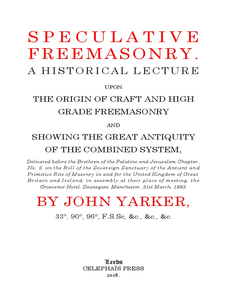 Yarker - Speculative Freemasonry | PDF | Rosicrucianism | Freemasonry