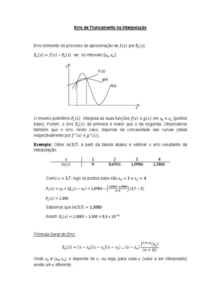 Aula 12 - Erro de Truncamento Na Interpolação PDF | PDF | Interpolação ...