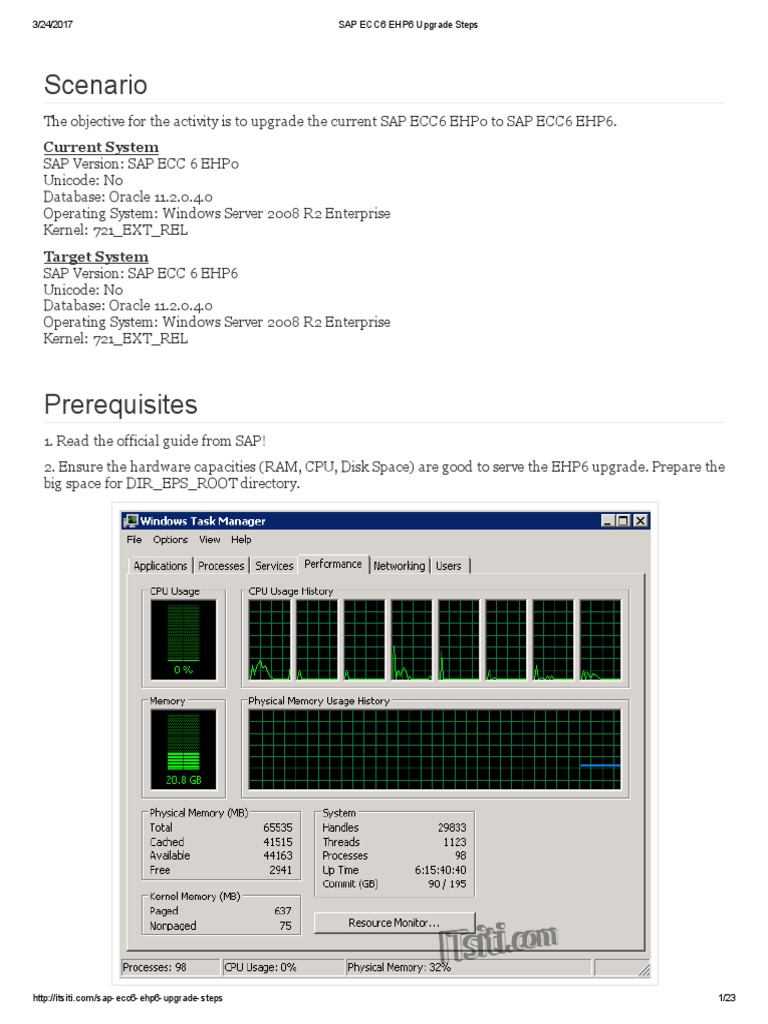 Sap Ecc6 Ehp6 Upgrade Steps | PDF | Oracle Database | Operating System
