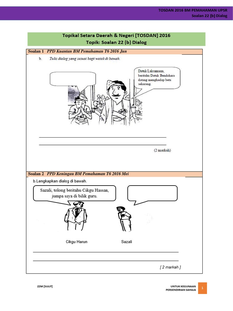 TOSDAN 2016 BM Dialog Questions | PDF