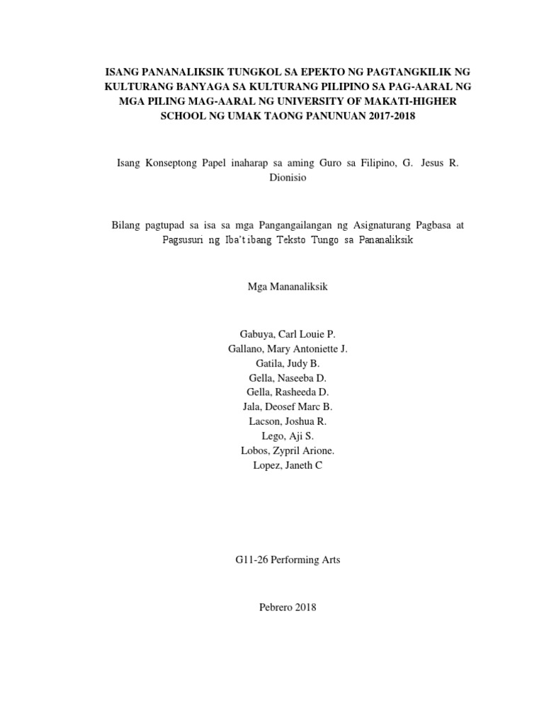 Thesis Filipino 26 | PDF