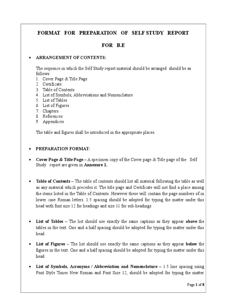 Self Study Report Format | PDF | Thesis | Printer (Computing)