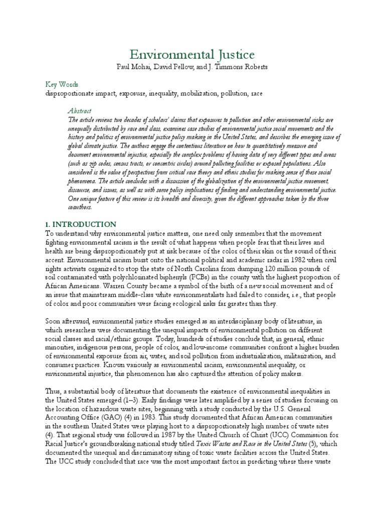 Mohai Et Al 2009 Environmental Justice | PDF | Race (Human ...
