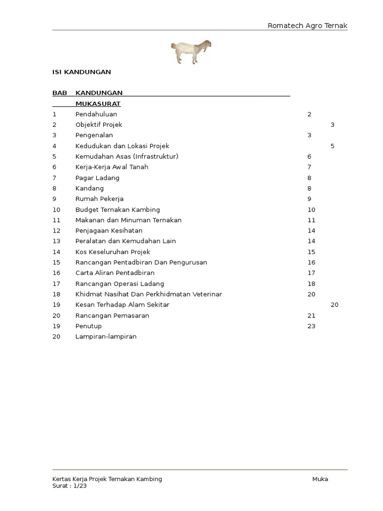 Projek Ternakan Kambing Pedaging | PDF