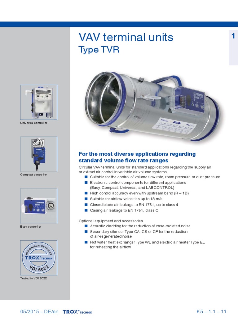 TROX TVR Terminal Units | PDF | Duct (Flow) | Flow Measurement