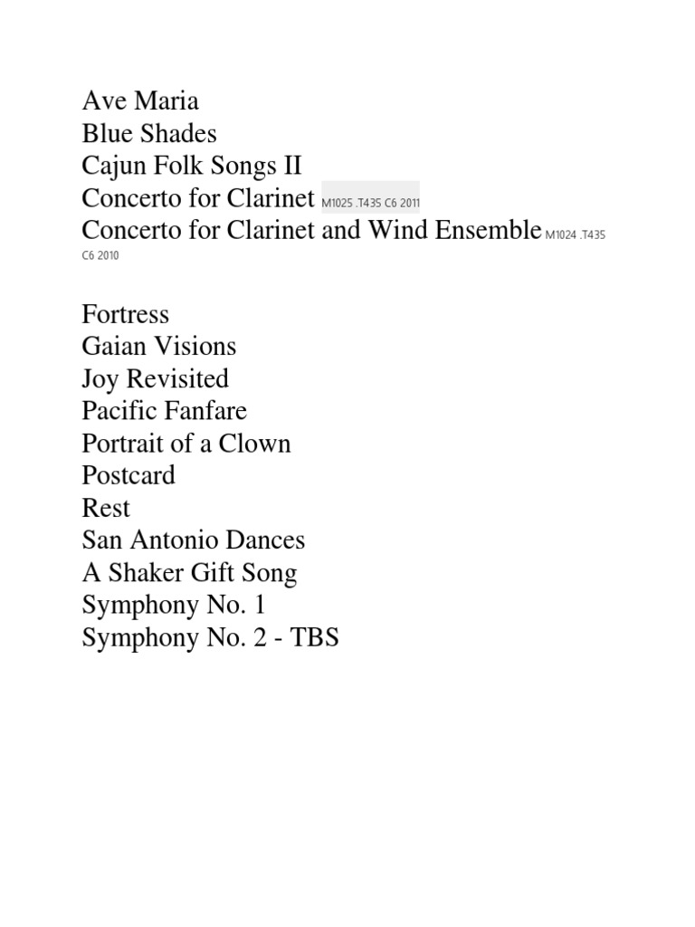 Ticheli Missing Scores | PDF