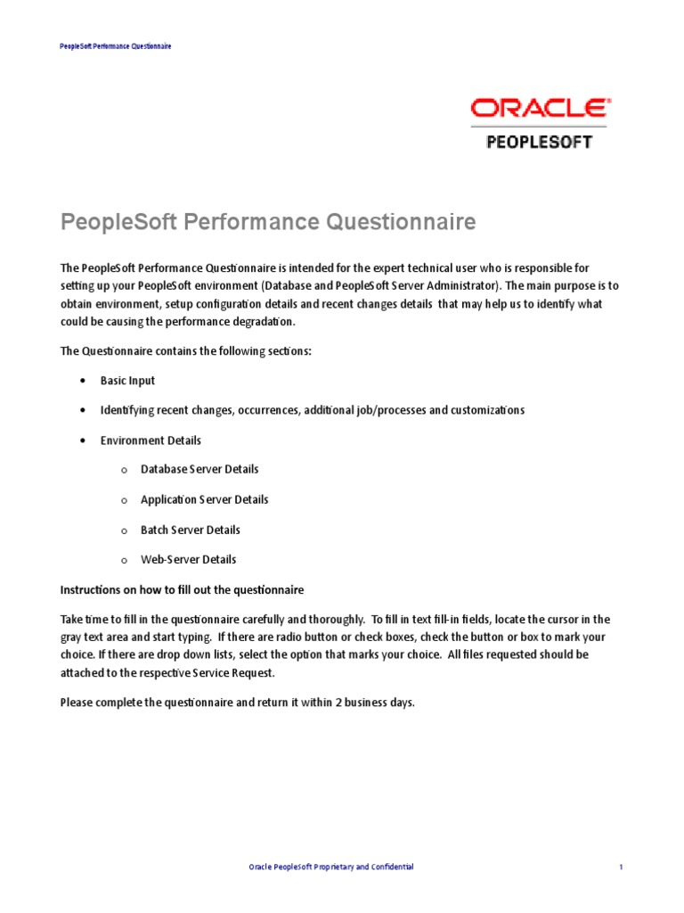 PeopleSoft Performance Questionnaire | PDF | Oracle Database | Databases