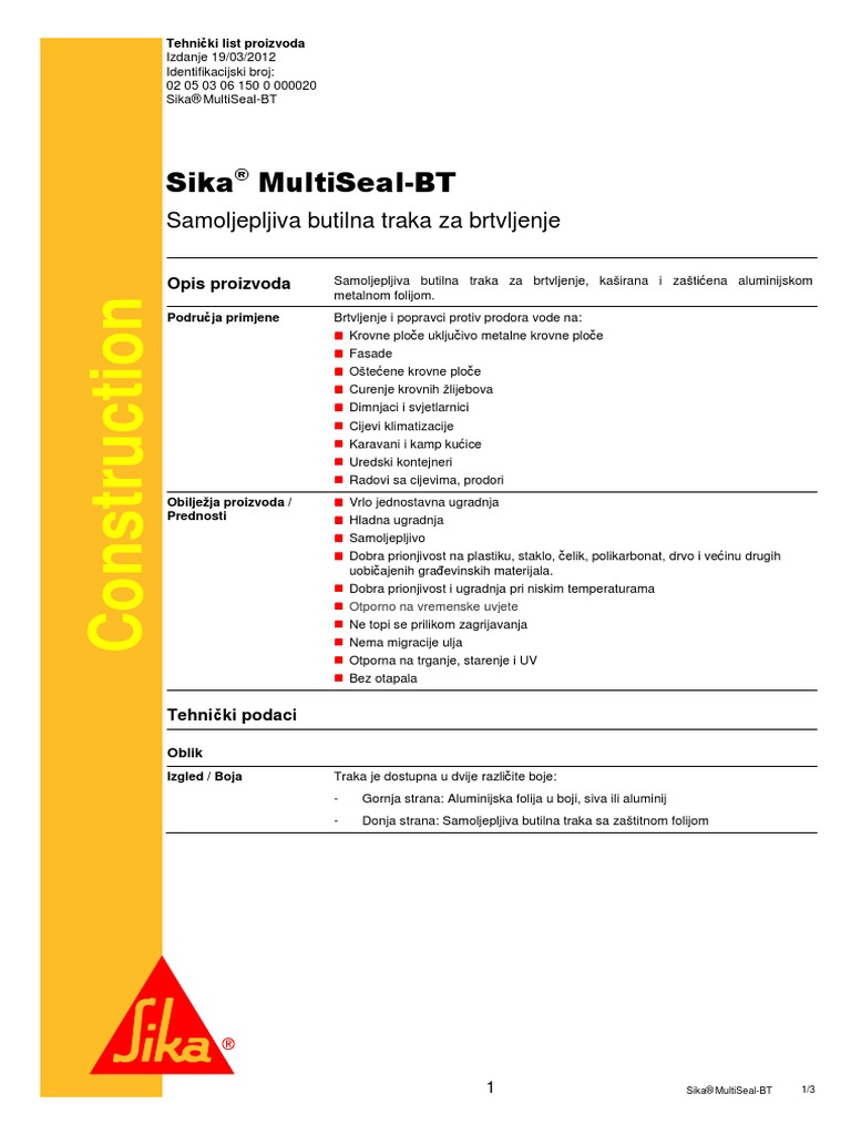 Sika Multiseal BT | PDF