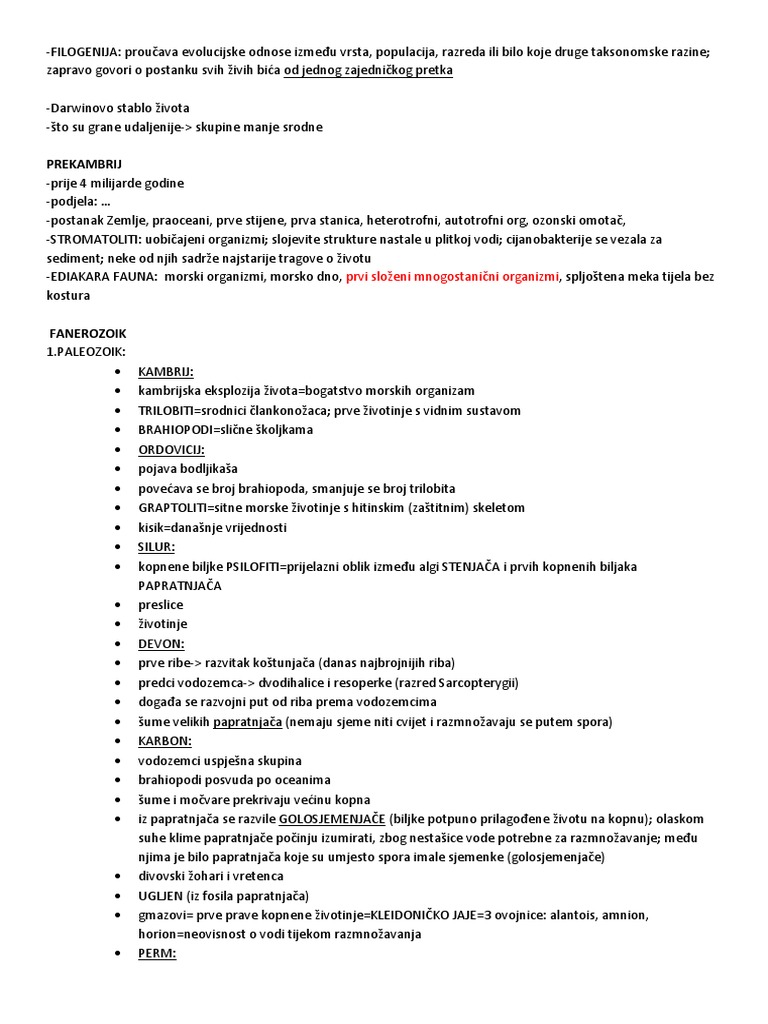 Razvojno Stablo Života Na Zemlji | PDF